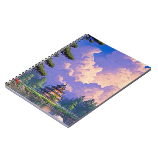 Japanese Wooden Castle by the Enchanting Lake Notebook | Zazzle