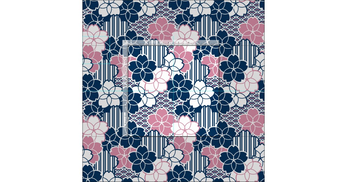 Japanse Sakura flowers geometric pattern Fabric | Zazzle