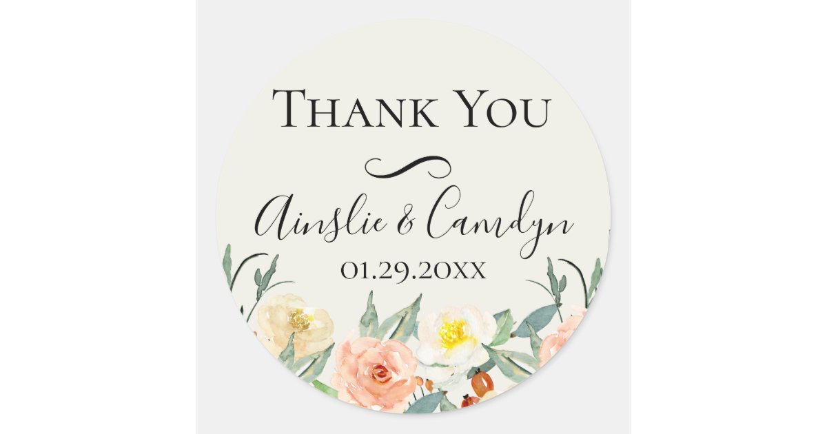 Jardin De Fleurs Wedding Thank You Favor Classic Round Sticker | Zazzle
