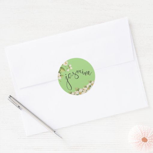 Jasmine blossom classic round sticker | Zazzle
