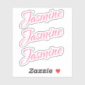 Jasmine Decorative Name in Pink x3 Sticker | Zazzle