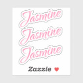 Jasmine Decorative Name in Pink x3 Sticker | Zazzle