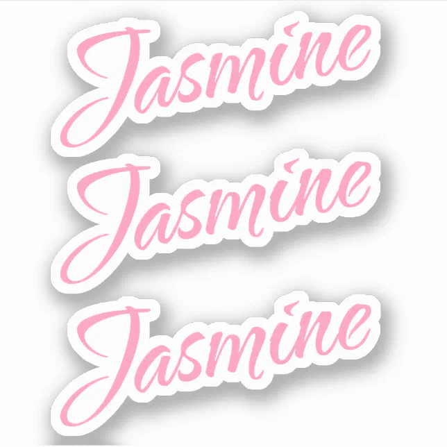 Jasmine Decorative Name in Pink x3 Sticker | Zazzle