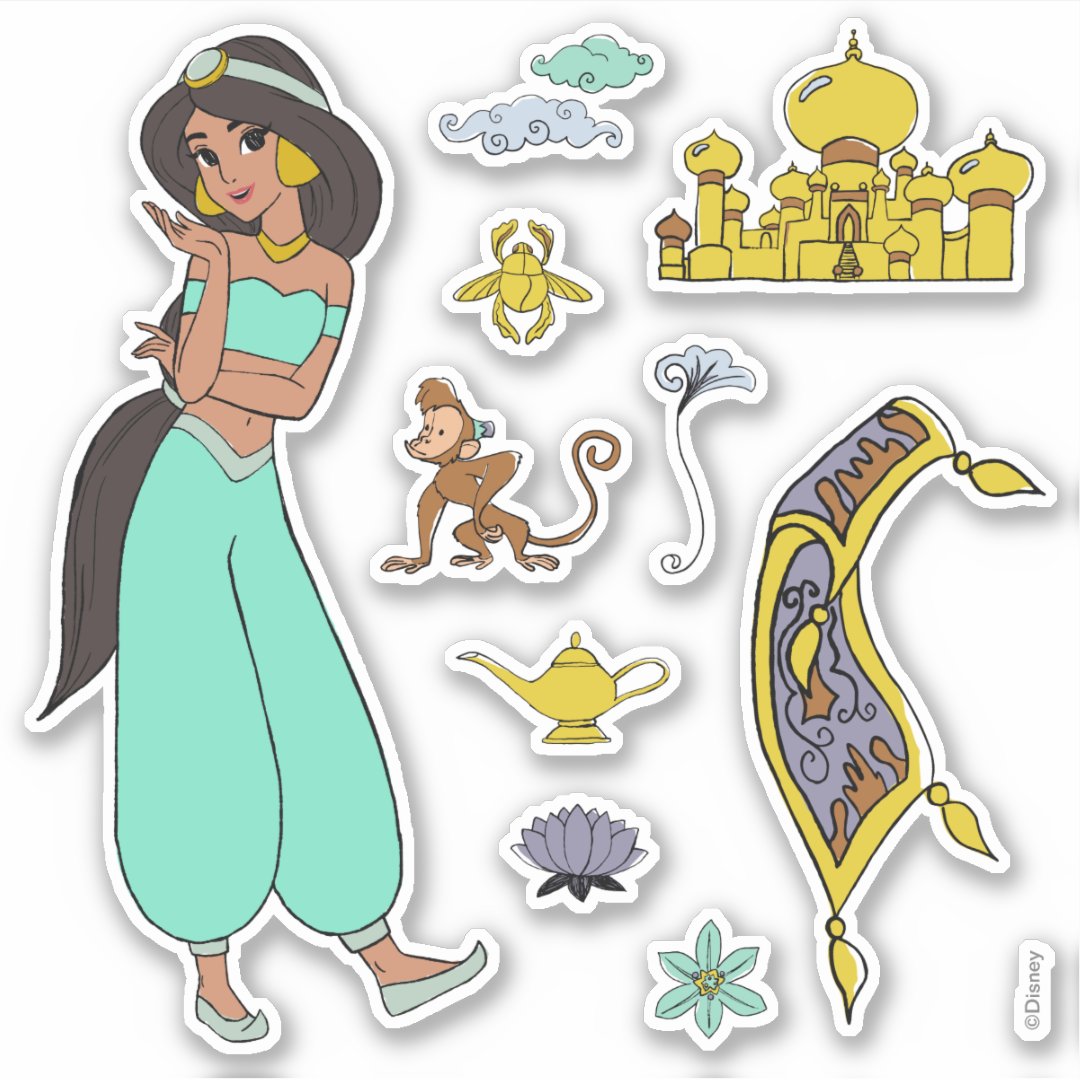 Jasmine Icons Sticker | Zazzle