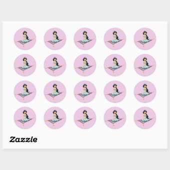 Jasmine on Magic Carpet Classic Round Sticker | Zazzle