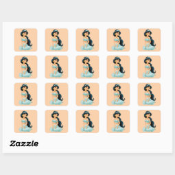 Jasmine Sitting Square Sticker | Zazzle