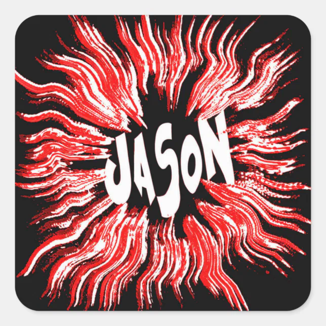 Jason Name Star Art Square Sticker | Zazzle