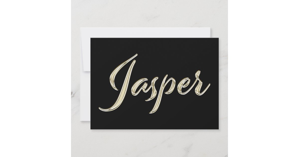 Jasper Name white gold Handwriting Card | Zazzle