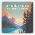Jasper National Park Alberta Canada Rockies Retro Square Sticker | Zazzle