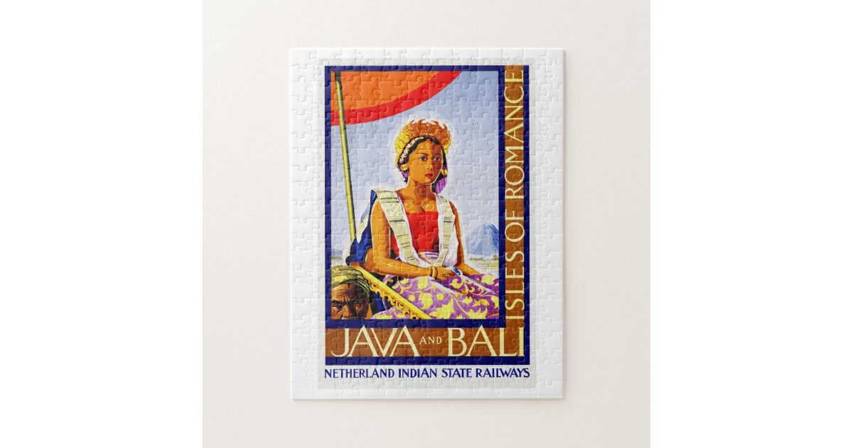 Java and Bali Indonesia Vintage Travel Jigsaw Puzzle | Zazzle