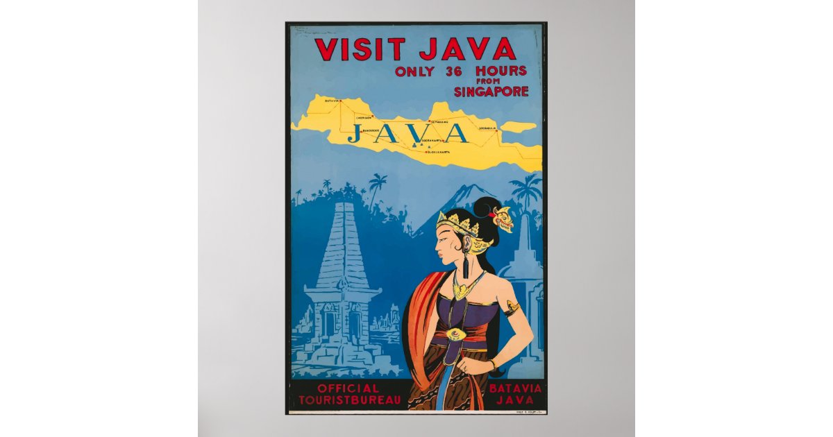 Java Indonesia Vintage Travel Poster | Zazzle