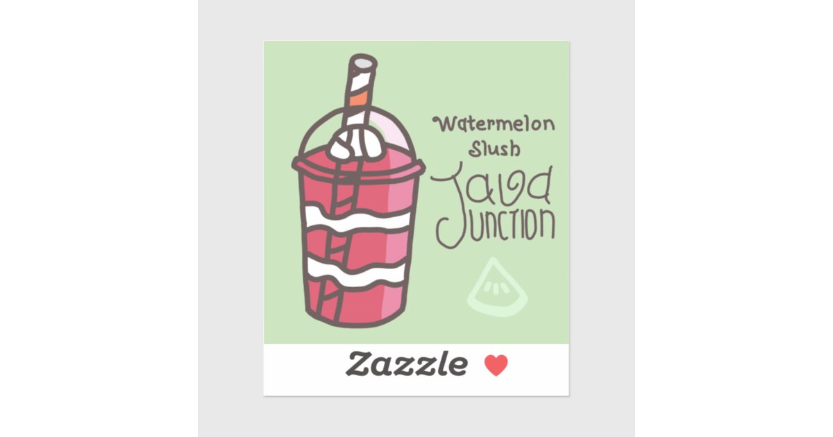 Java Junction Watermelon Slush Sticker with Text | Zazzle