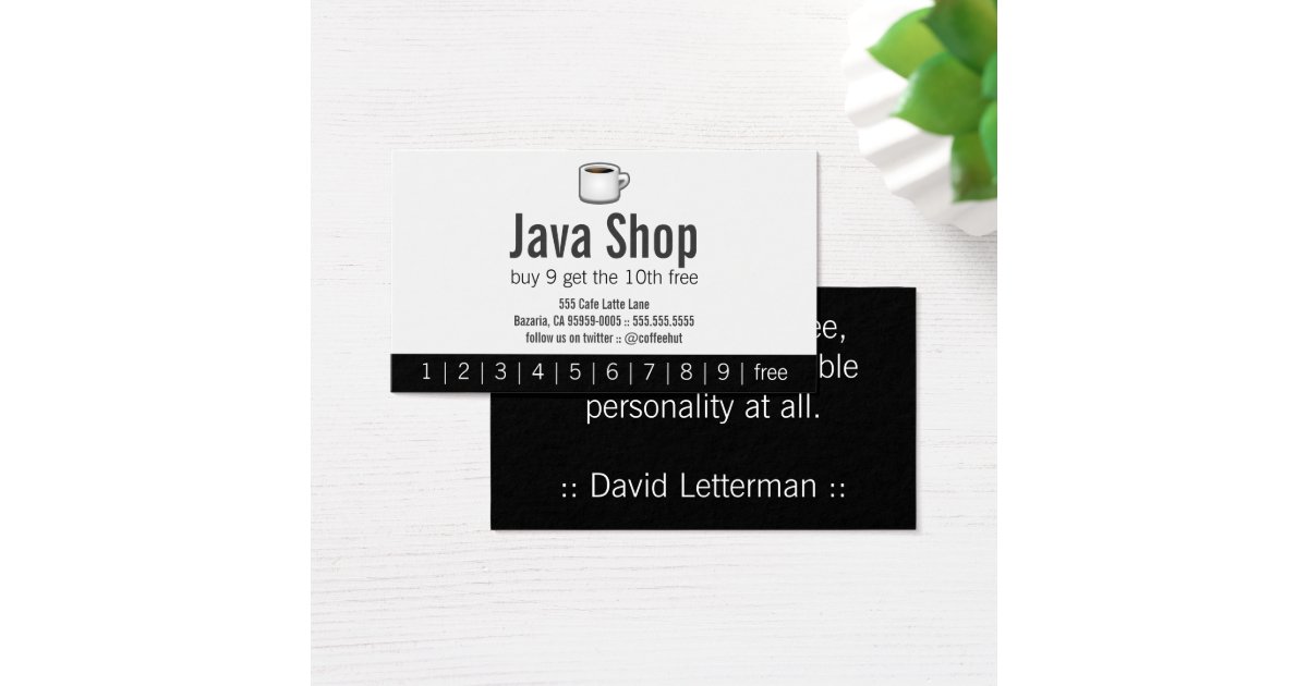 Java Shop Drink Punch Card | Zazzle