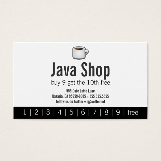 Java Shop Drink Punch Card | Zazzle