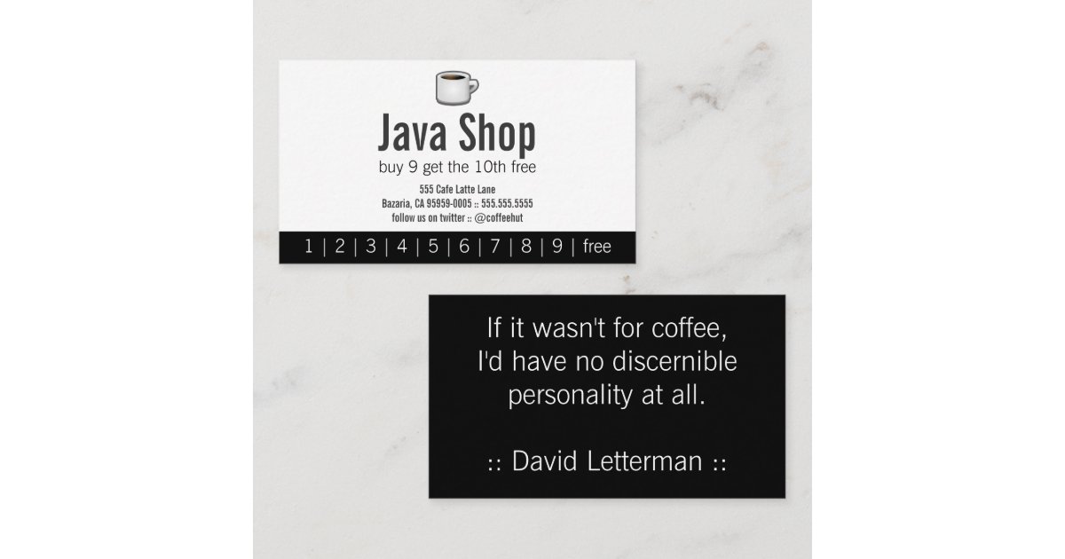 Java Shop Drink Punch Card | Zazzle