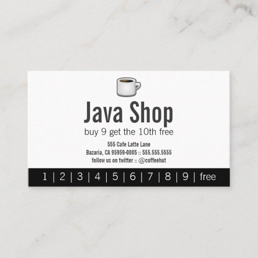 Java Shop Drink Punch Card | Zazzle