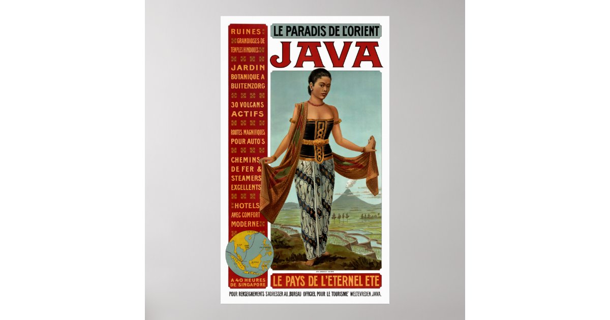 Java Vintage Travel Poster Restored Zazzle 