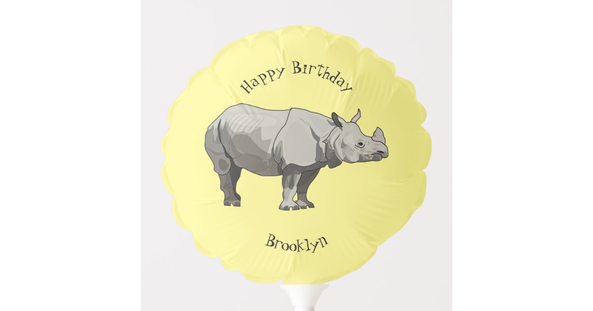 Javan rhinoceros cartoon illustration balloon | Zazzle