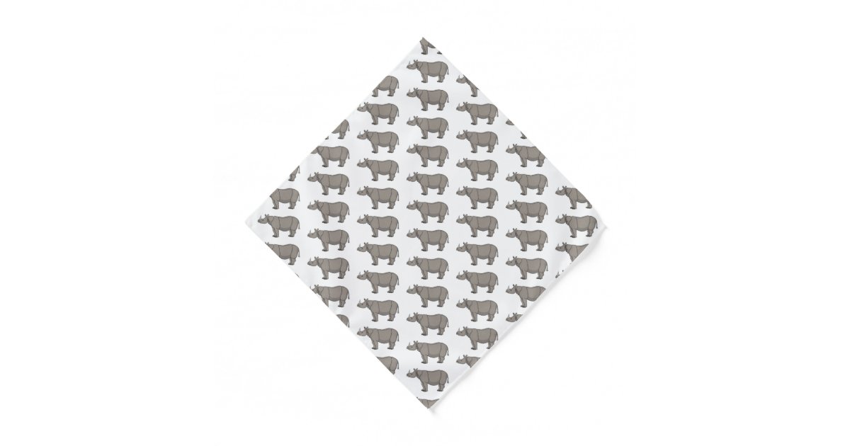 Javan rhinoceros cartoon illustration bandana | Zazzle