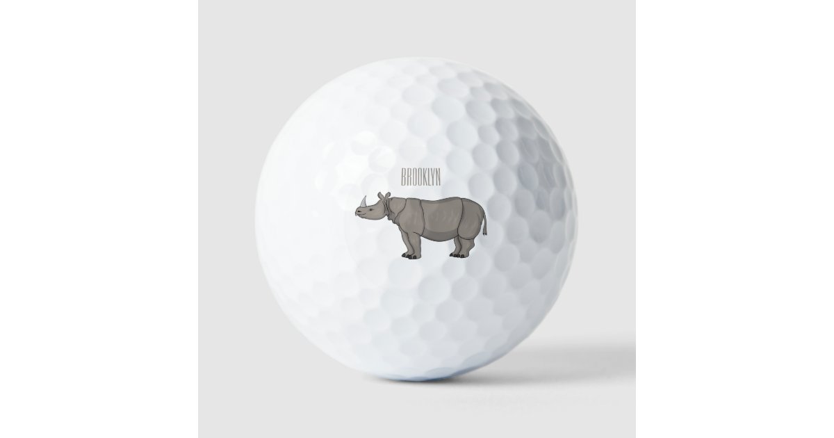 Javan rhinoceros cartoon illustration golf balls | Zazzle
