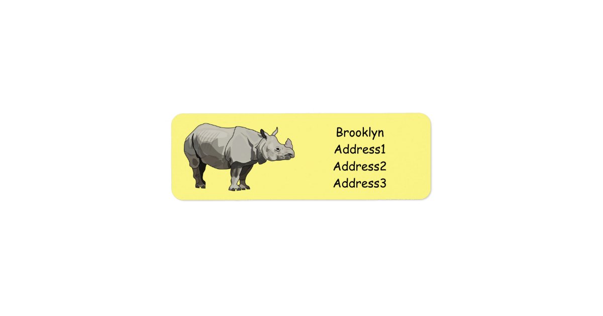 Javan rhinoceros cartoon illustration label | Zazzle