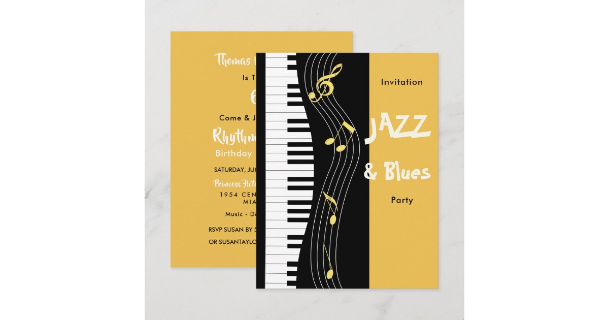 Jazz And Blues Themed Birthday Party Invitation | Zazzle