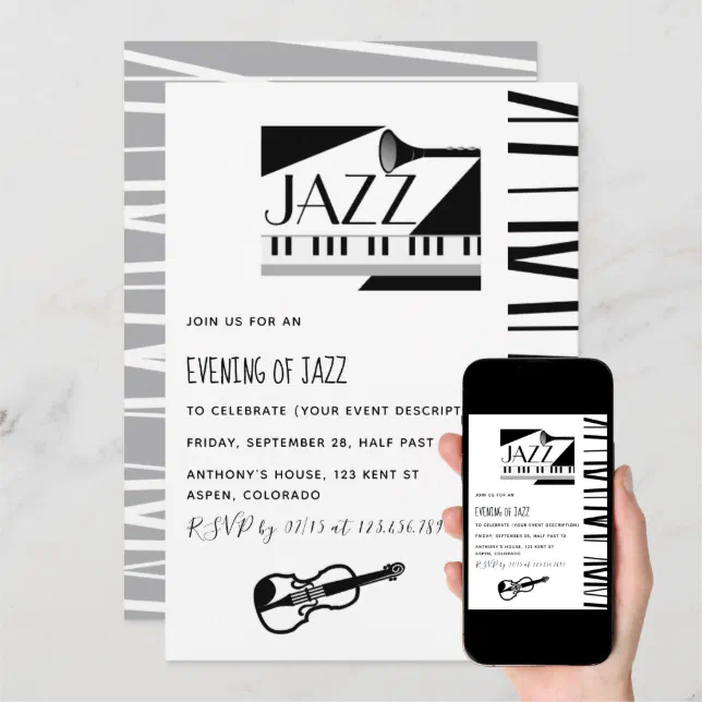Jazz Blues Theme Party invitation | Zazzle