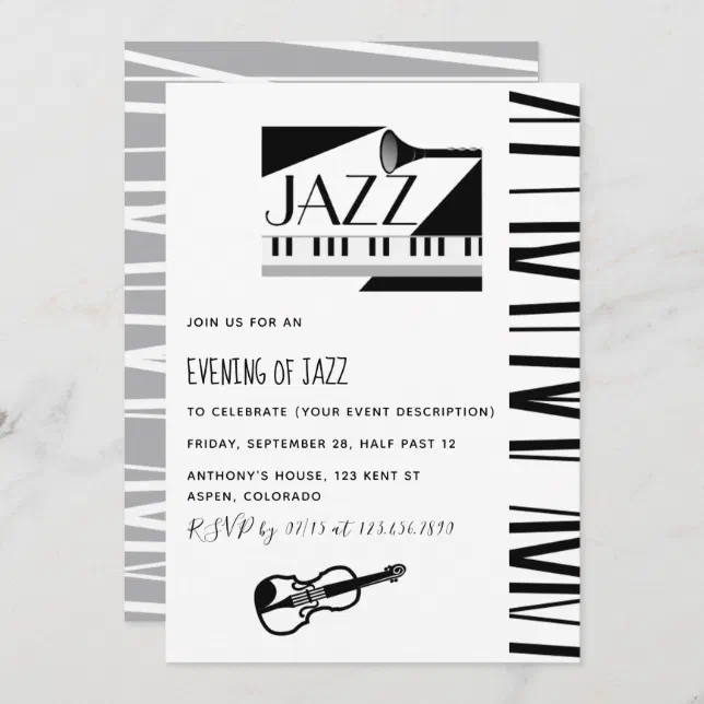 Jazz Blues Theme Party invitation | Zazzle