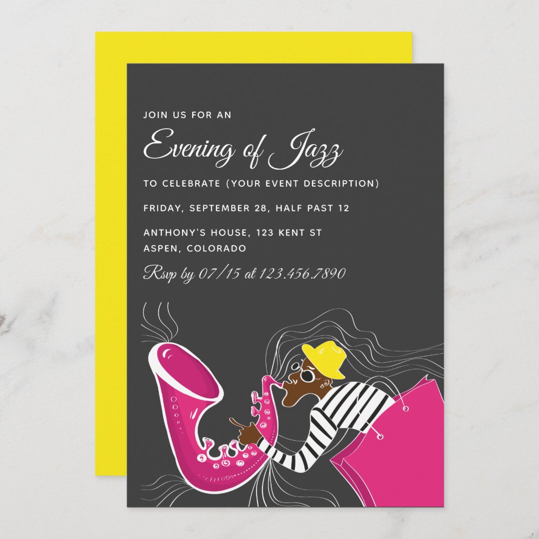 Jazz Blues Themed Party invitation | Zazzle