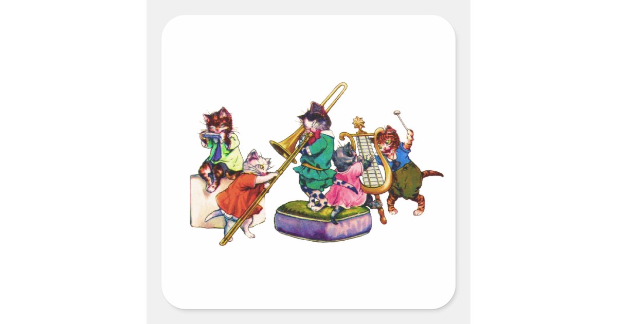 Jazz Cats Square Sticker | Zazzle
