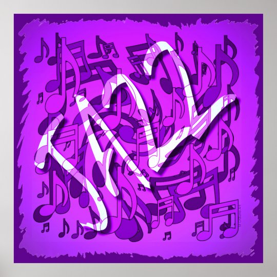Jazz Music Notes Violet Purple Musical Pattern Art Poster | Zazzle.com