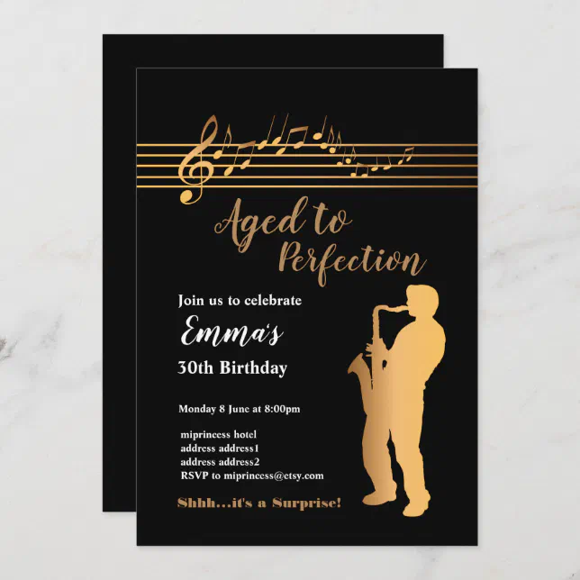 Jazz, Music party invitation, Aged to Perfection Invitation | Zazzle