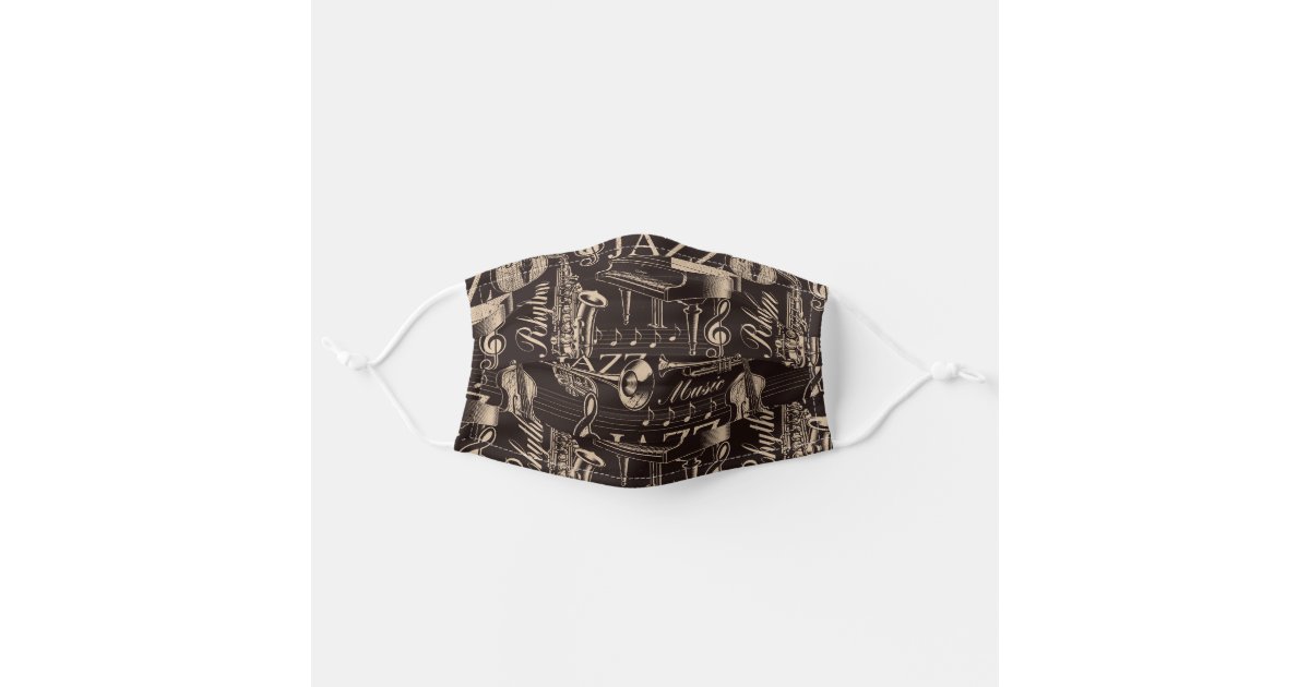 Jazz Music Pattern Adult Cloth Face Mask | Zazzle