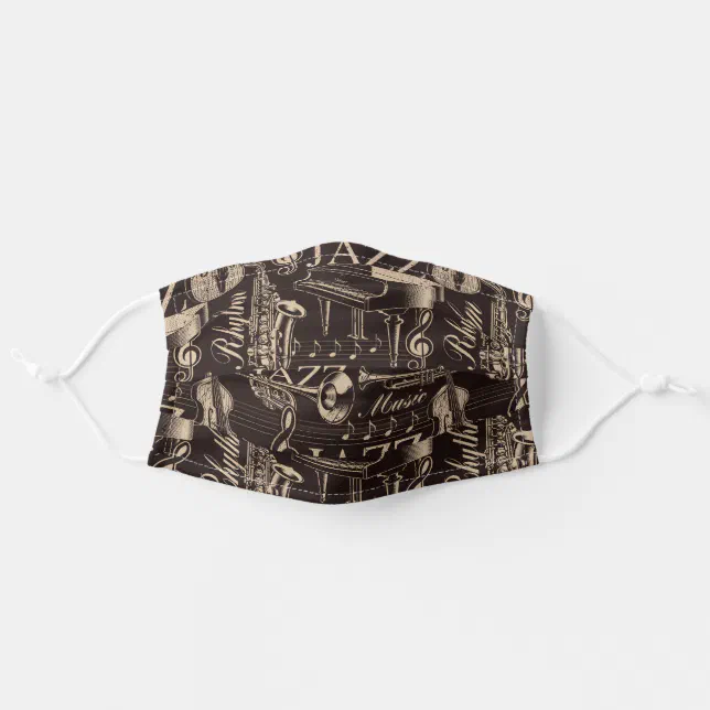 Jazz Music Pattern Adult Cloth Face Mask | Zazzle