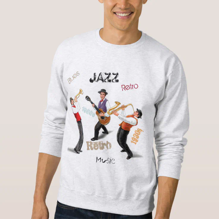 Jazz Musicians Retro Music Vintage Illustration Sweatshirt | Zazzle