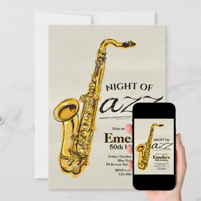 Jazz Saxophone Invitation | Zazzle