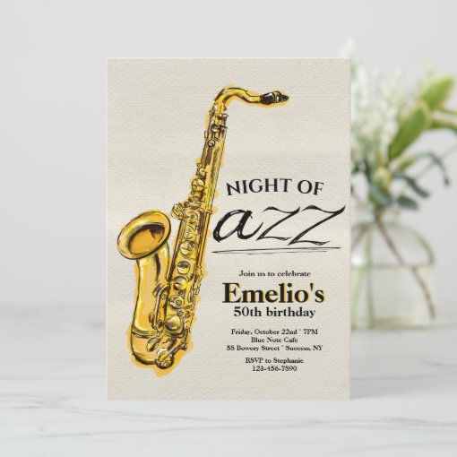 Jazz Saxophone Invitation | Zazzle