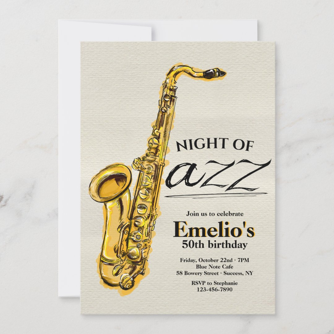 Jazz Saxophone Invitation | Zazzle