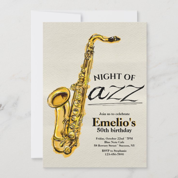 Jazz Saxophone Invitation | Zazzle