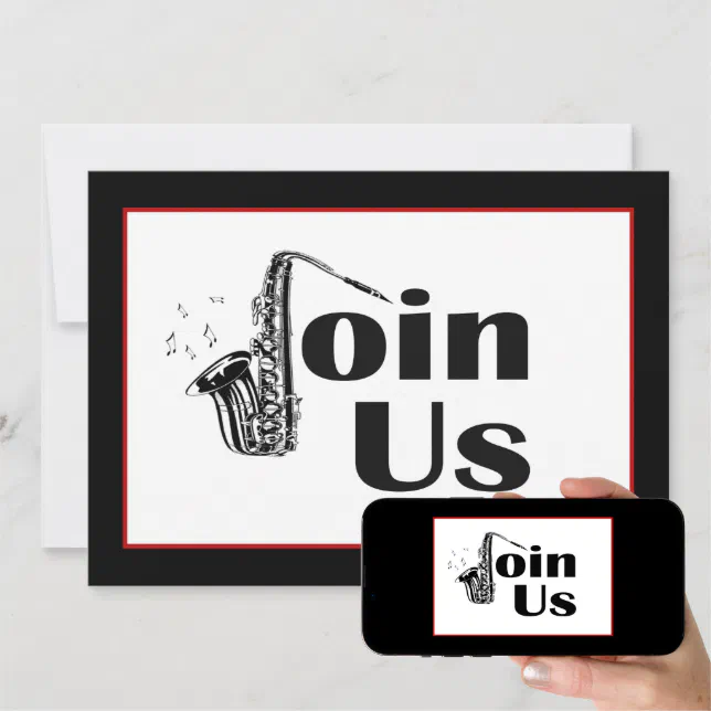 Jazz Saxophone Join Us Party Invitation | Zazzle