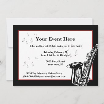Jazz Saxophone Join Us Party Invitation | Zazzle