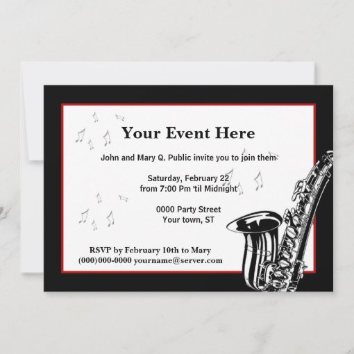 Jazz Saxophone Join Us Party Invitation | Zazzle