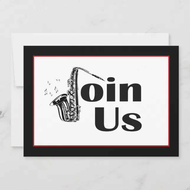 Jazz Saxophone Join Us Party Invitation | Zazzle