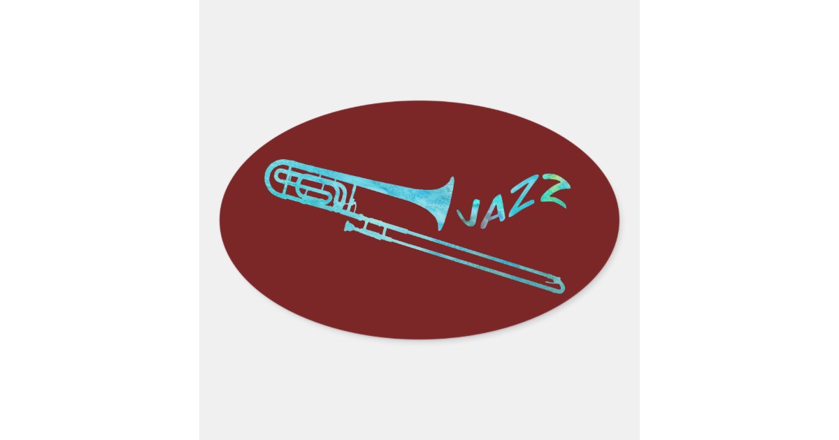 Jazz Trombone Oval Sticker | Zazzle