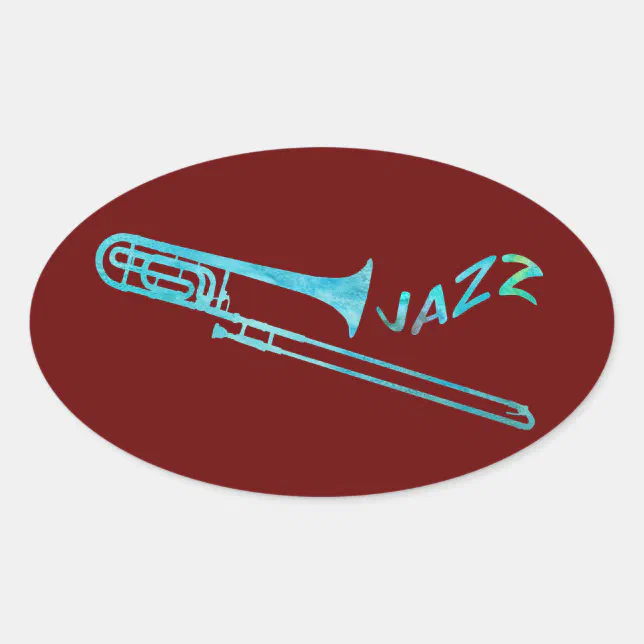 Jazz Trombone Oval Sticker | Zazzle