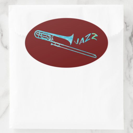 Jazz Trombone Oval Sticker | Zazzle