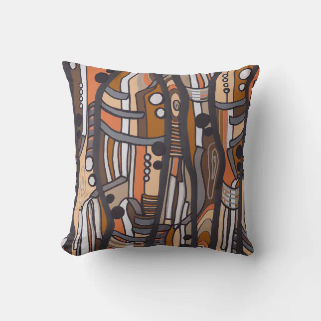 Jazzy Abstract Earthtones Pillow | Zazzle