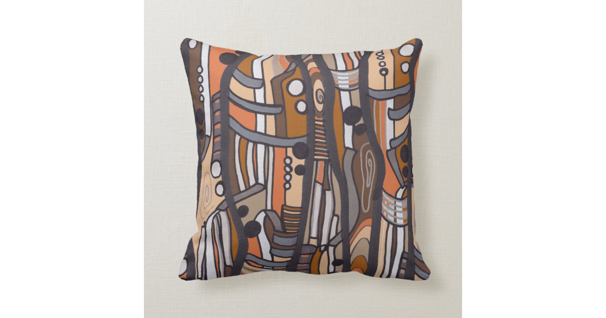 Jazzy Abstract Earthtones Pillow | Zazzle.com