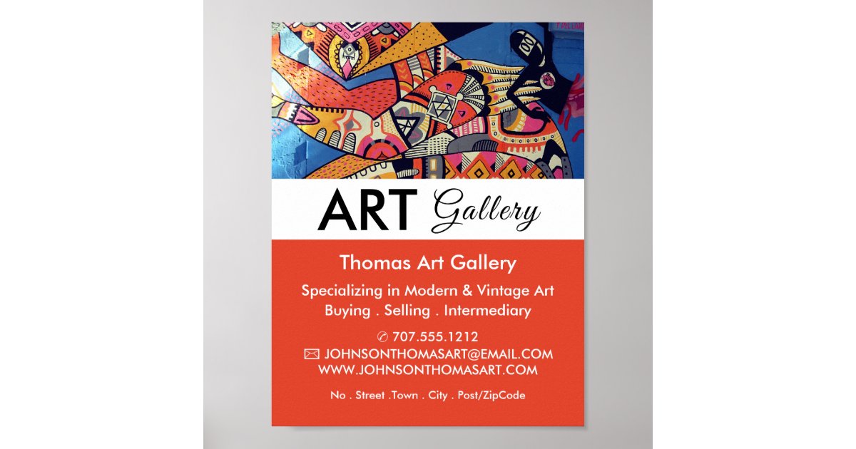 Jazzy Graffiti Art, Art Dealer, Gallery Advert Poster | Zazzle