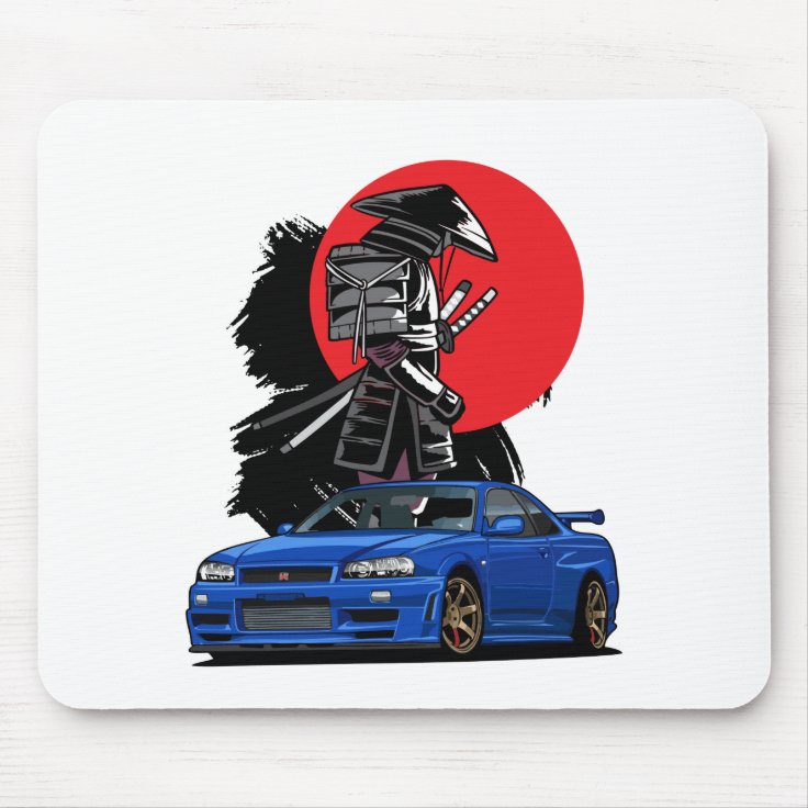 JDM Samurai Japanese Drift Car R34 Mouse Pad | Zazzle